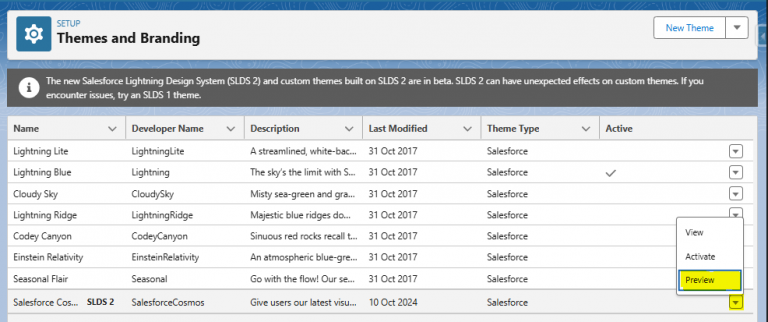 SALESFORCE #TIPS - Activate new SLDS 2 theme (Cosmos) - Force Walk ...